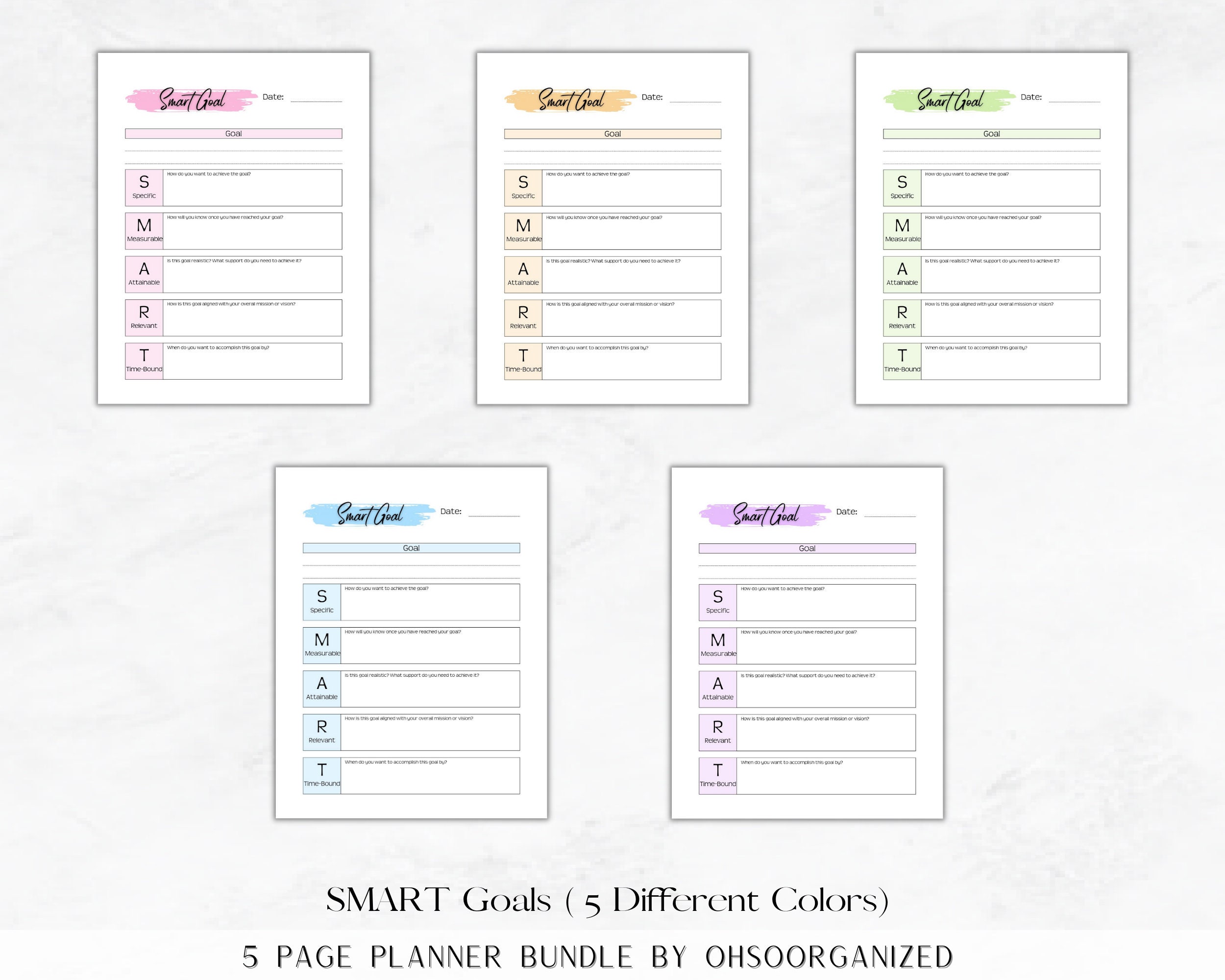 SMART Goals Tracker, Goal Setting Printable, Goal Planning Sheet ...