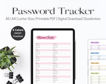 Printable Password Tracker, Password Log, Digital Planner, Password ...