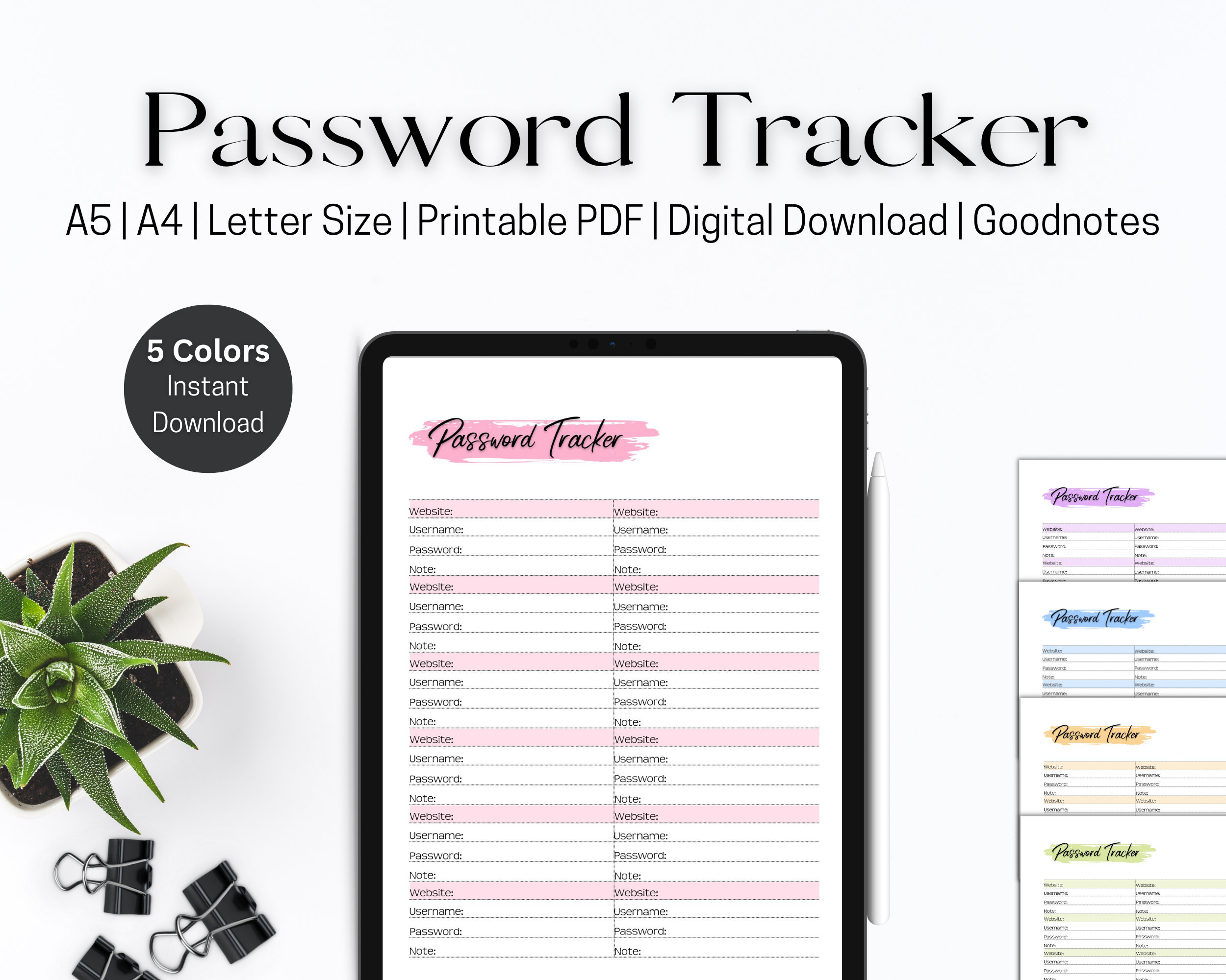 Goodnotes Password Tracker, Digital Password Log, Digital iPad Planner ...