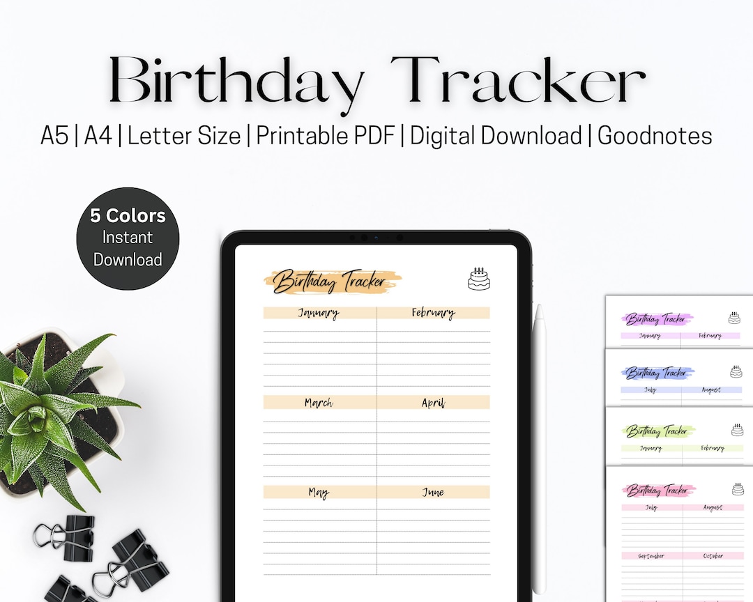 Birthday Tracker Printable, Digital Birthday Tracking List, Birthday ...