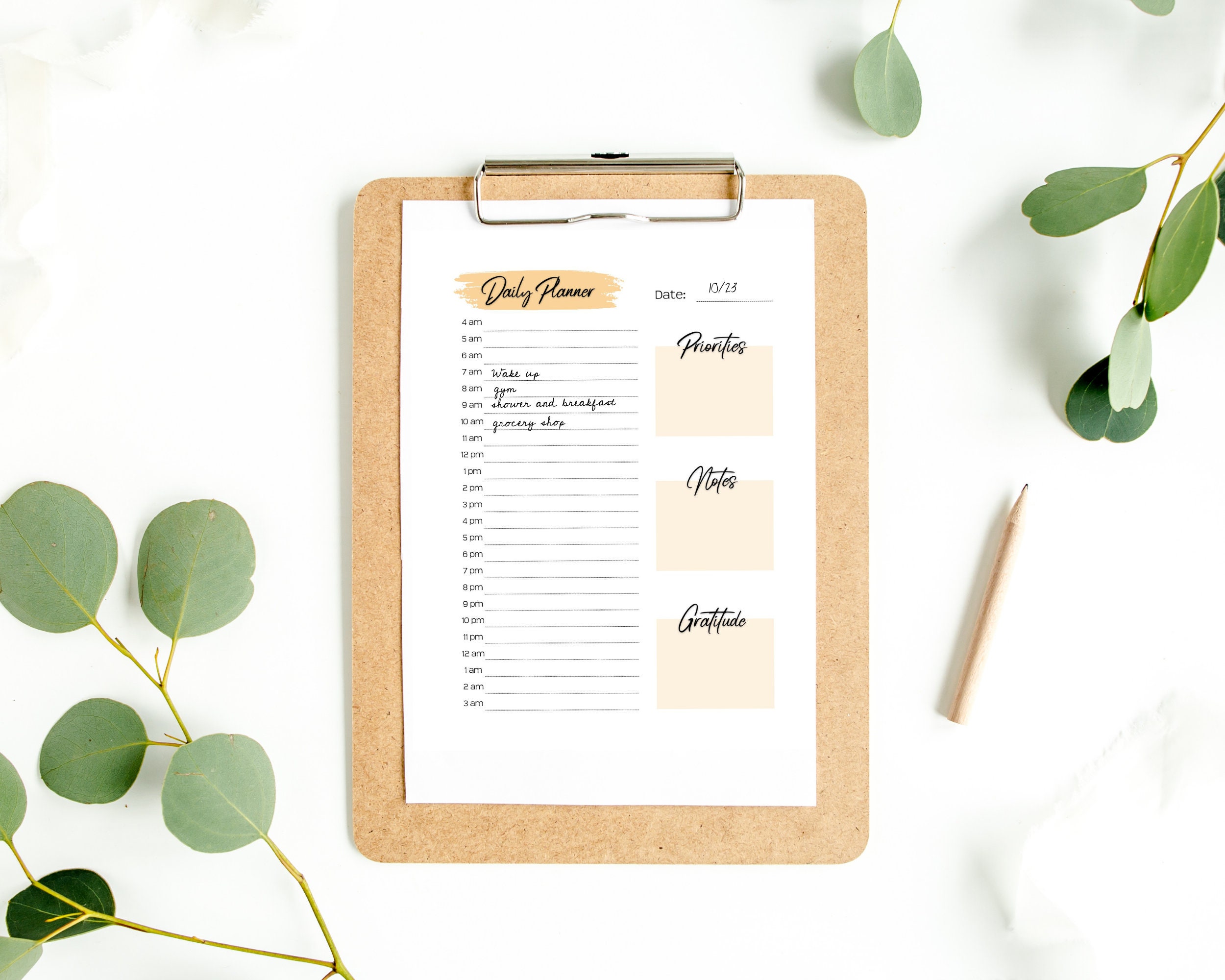 Daily Planner Printable, Hourly Planner Digital, 24 Hour Daily Planner ...