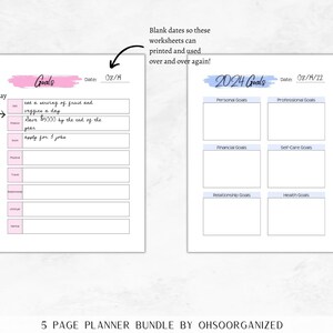 2024 Goal Planner Printable, Goal Tracker Bundle, Digital Monthly Habit ...