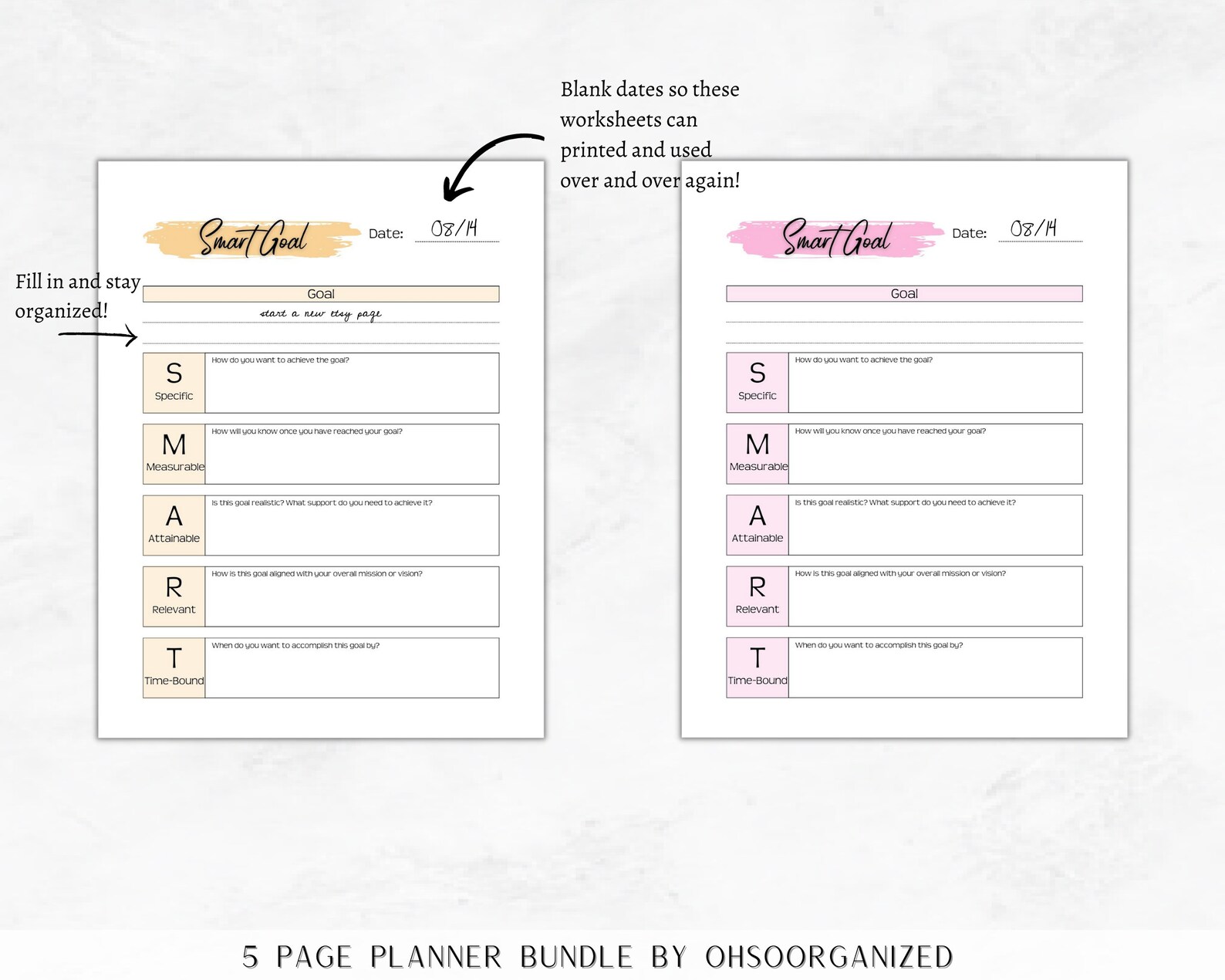 SMART Goals Tracker, Goal Setting Printable, Goal Planning Sheet ...