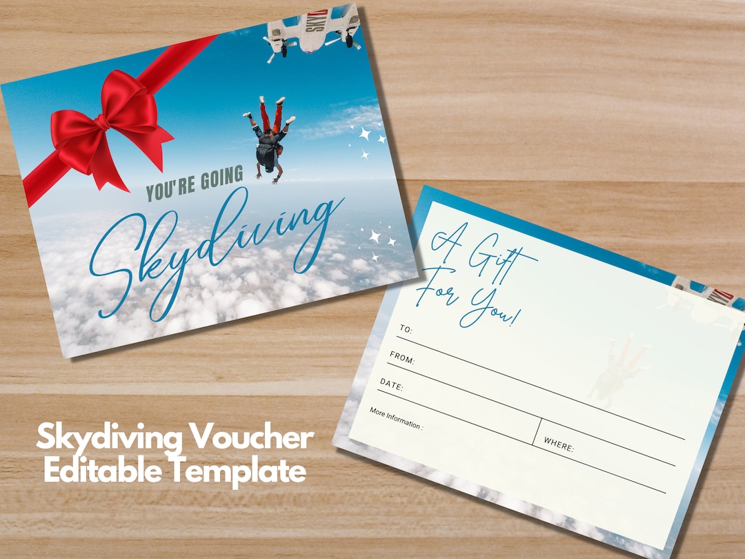 Customizable Skydiving Voucher Template Editable Gift Certificate - Etsy UK