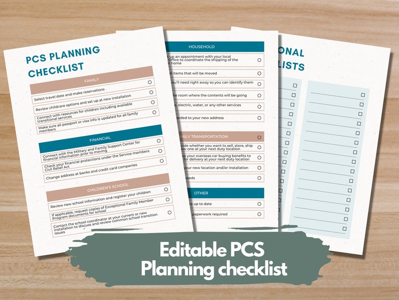 PCS Planning Checklist, Printable, Military Move Planning Kit, PCS ...