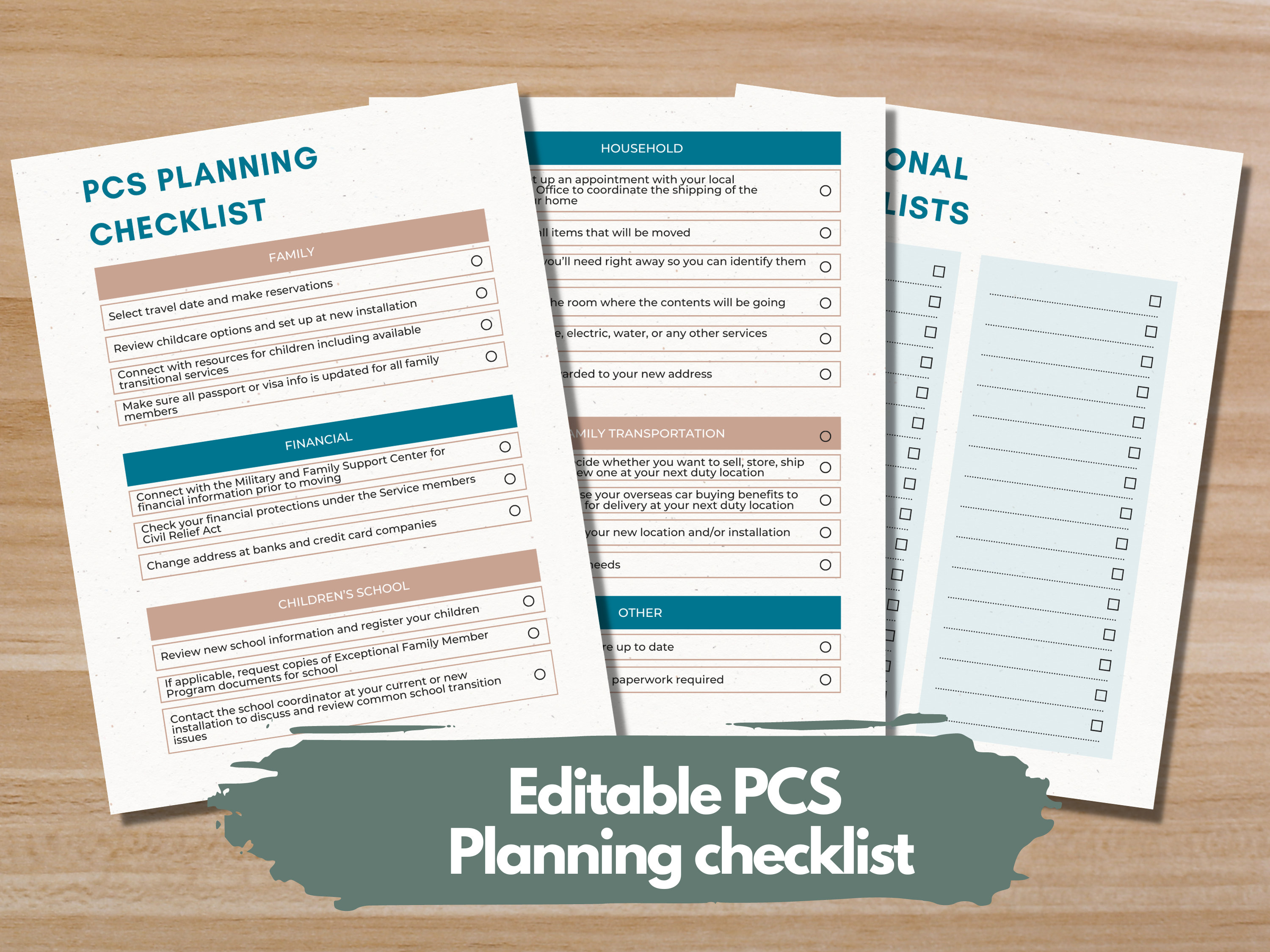 PCS Planning Checklist, Printable, Military Move Planning Kit, PCS ...