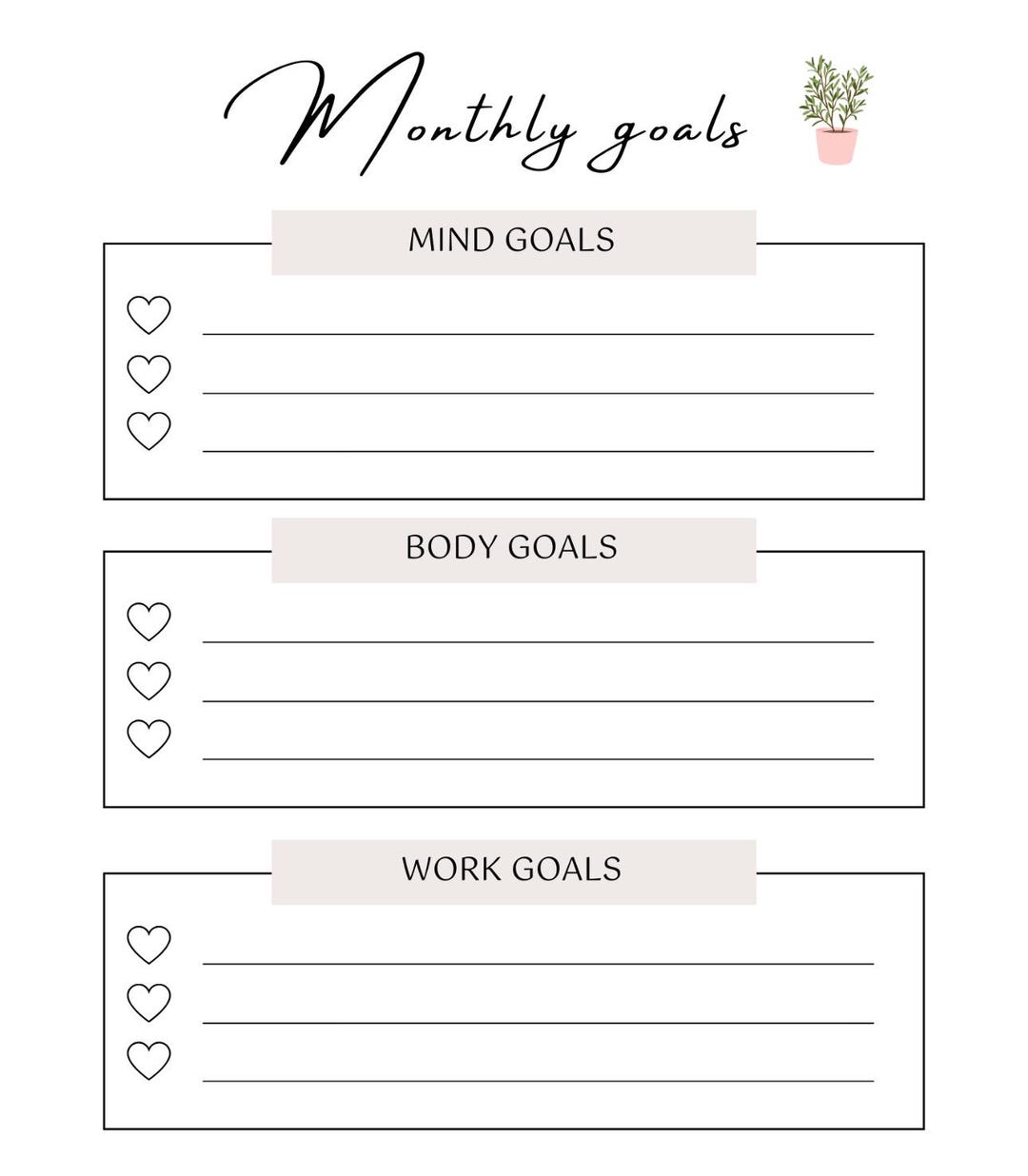 Printable Goal Tracker PDF | A4 Goal Setting Worksheet | Minimalist ...