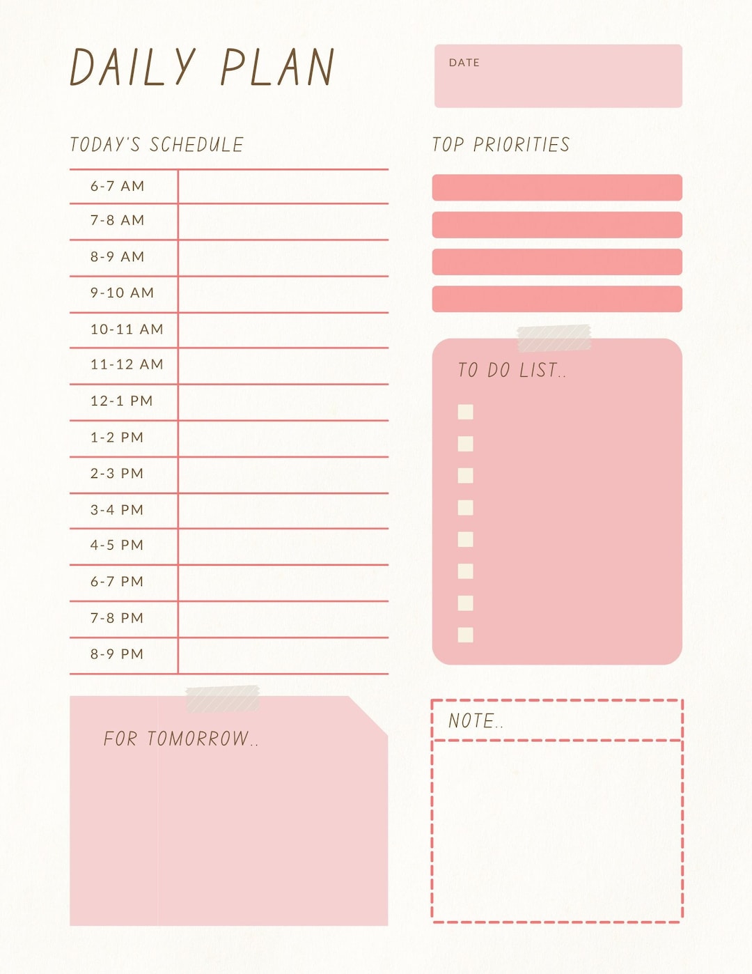 Cute Daily Planner. PDF Download - Etsy