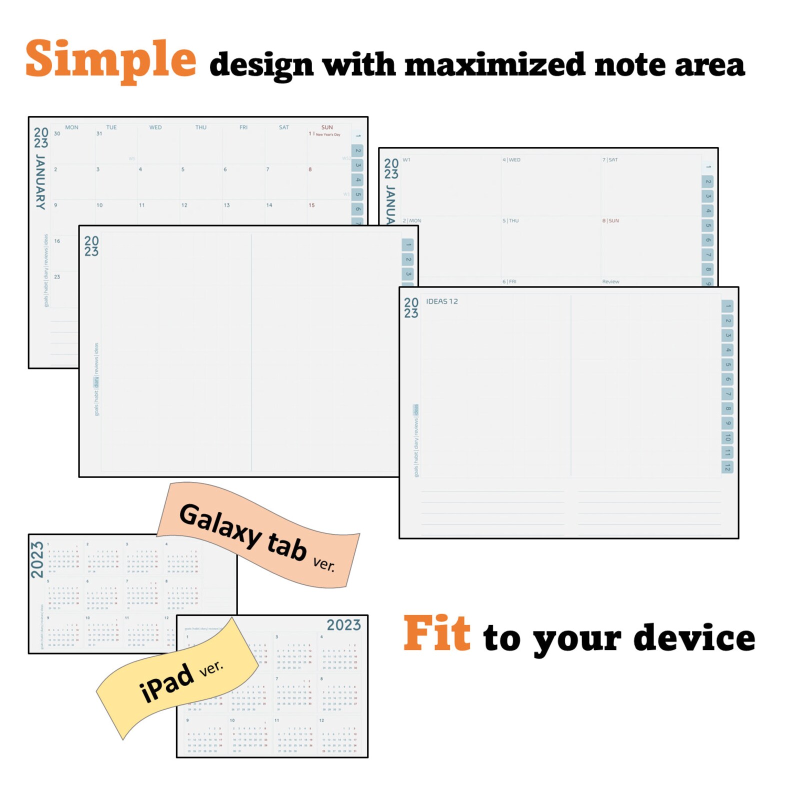 Simple 2023 Digital Planner Goodnotes Planner Ipad Planner - Etsy