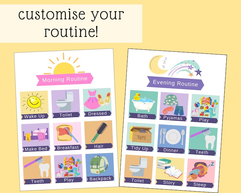 Morning and Evening Routine Charts | Toddler Routine | Simple Daily Routine Chart | Printable ...