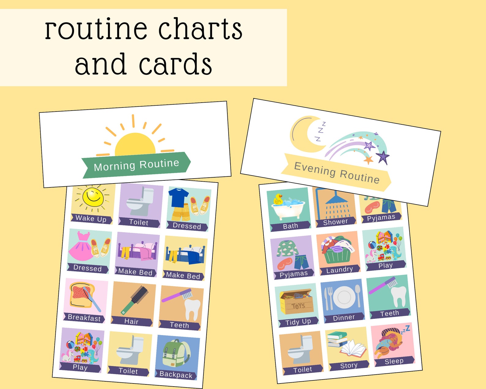 Morning and Evening Routine Charts | Toddler Routine | Simple Daily ...