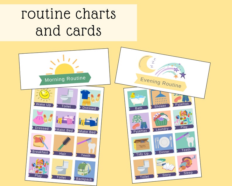 Morning and Evening Routine Charts | Toddler Routine | Simple Daily ...