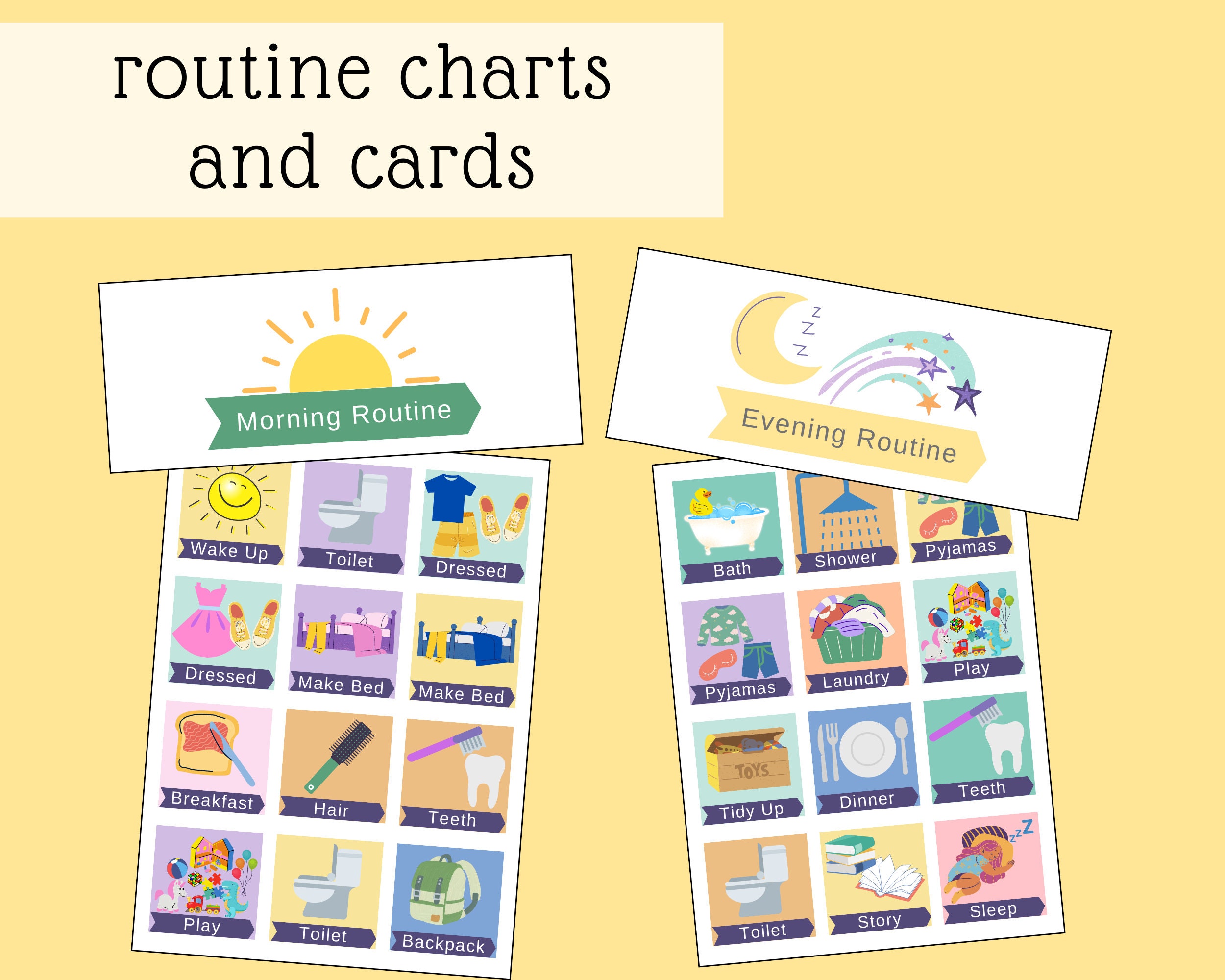 Morning and Evening Routine Charts | Toddler Routine | Simple Daily ...