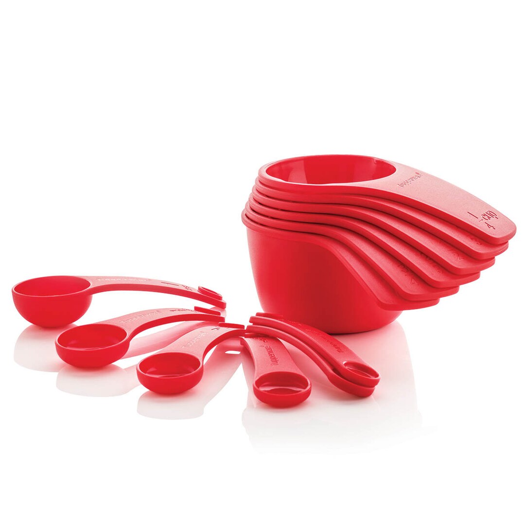 Tupperware Measuring Mates Set Chili Red Cups Spoons 12pc Set - Etsy