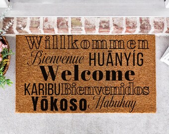 Bonjour Doormat Bonjour Door Mat Bonjour Welcome Mat French - Etsy