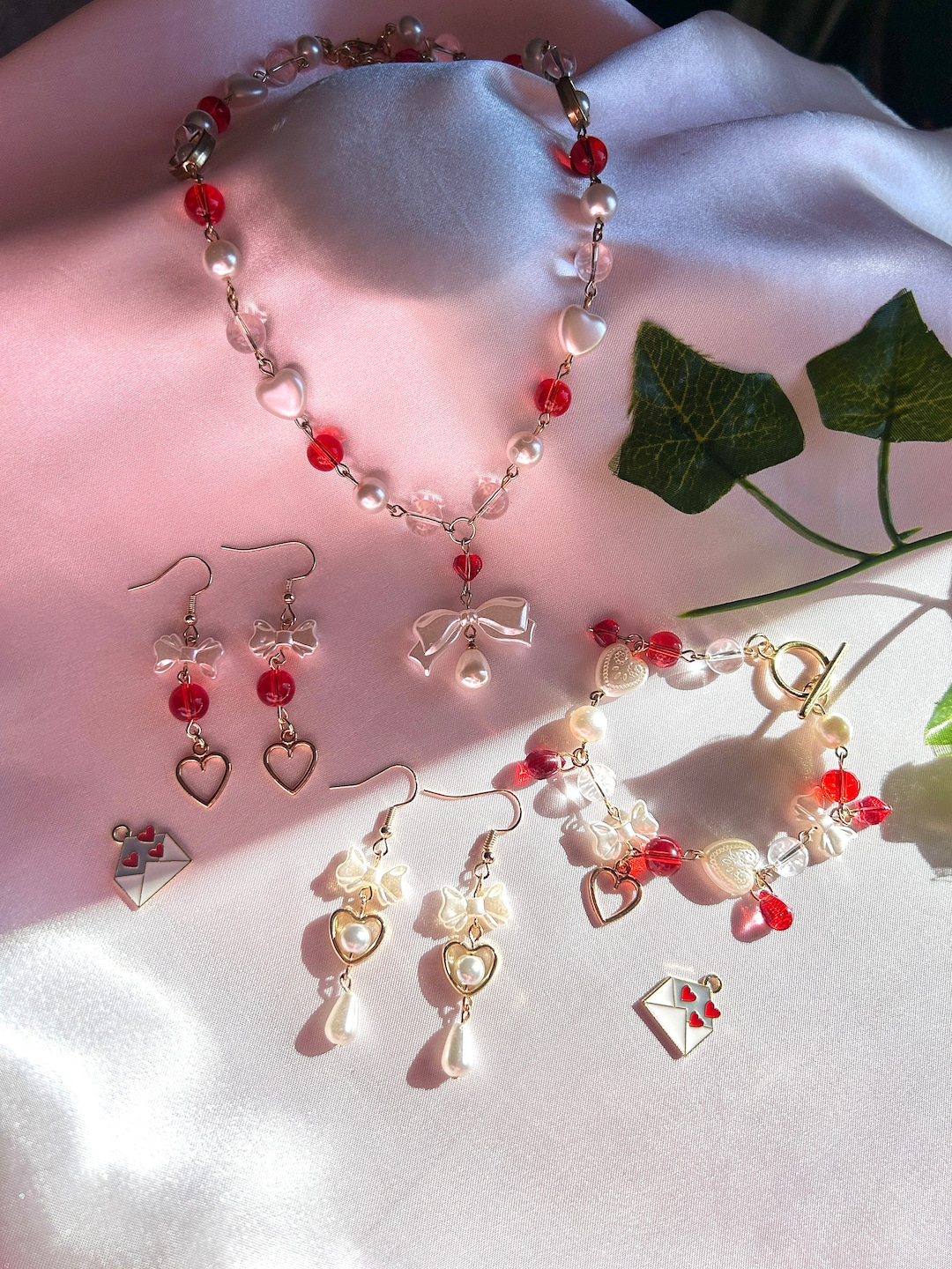 Valentines Day Jewelry Set Dainty Jewelry, Bow Jewelry, Coquette Core ...
