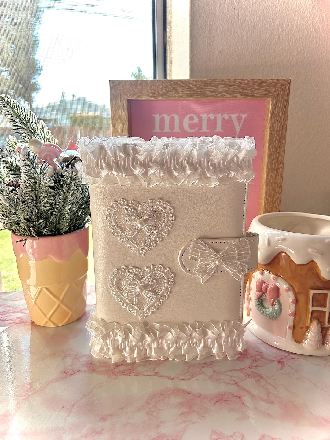 A6 White Leather Decorated Binder Journal | Journaling, Scrapbooking ...