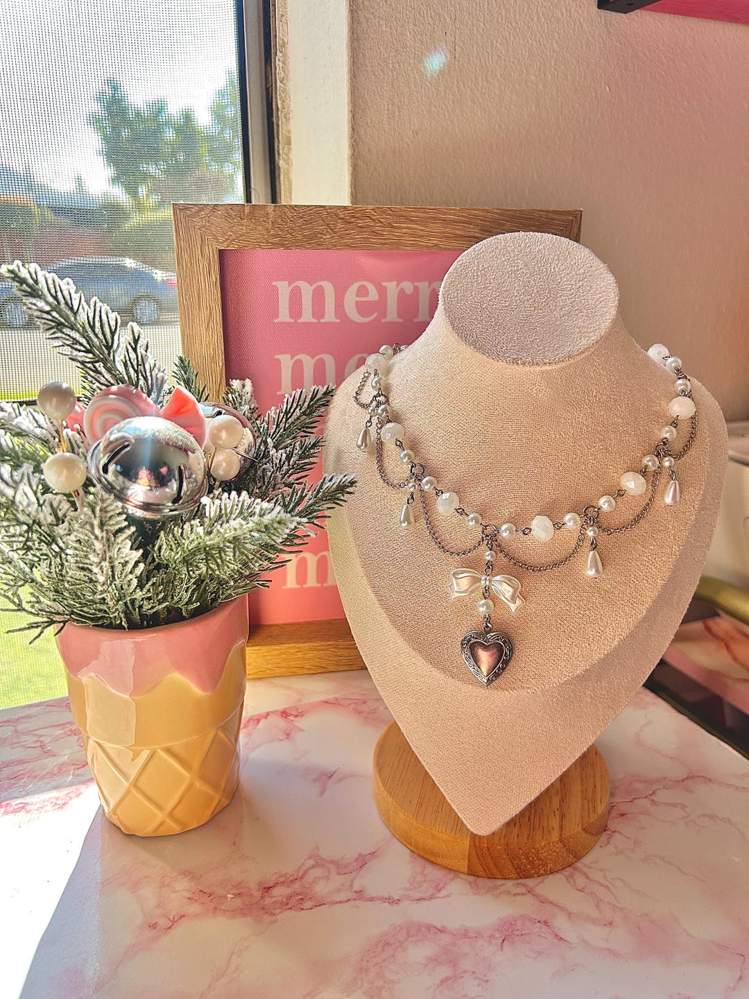 The Lana Locket Necklace | Silver Necklace, Beaded Necklace, Dainty ...