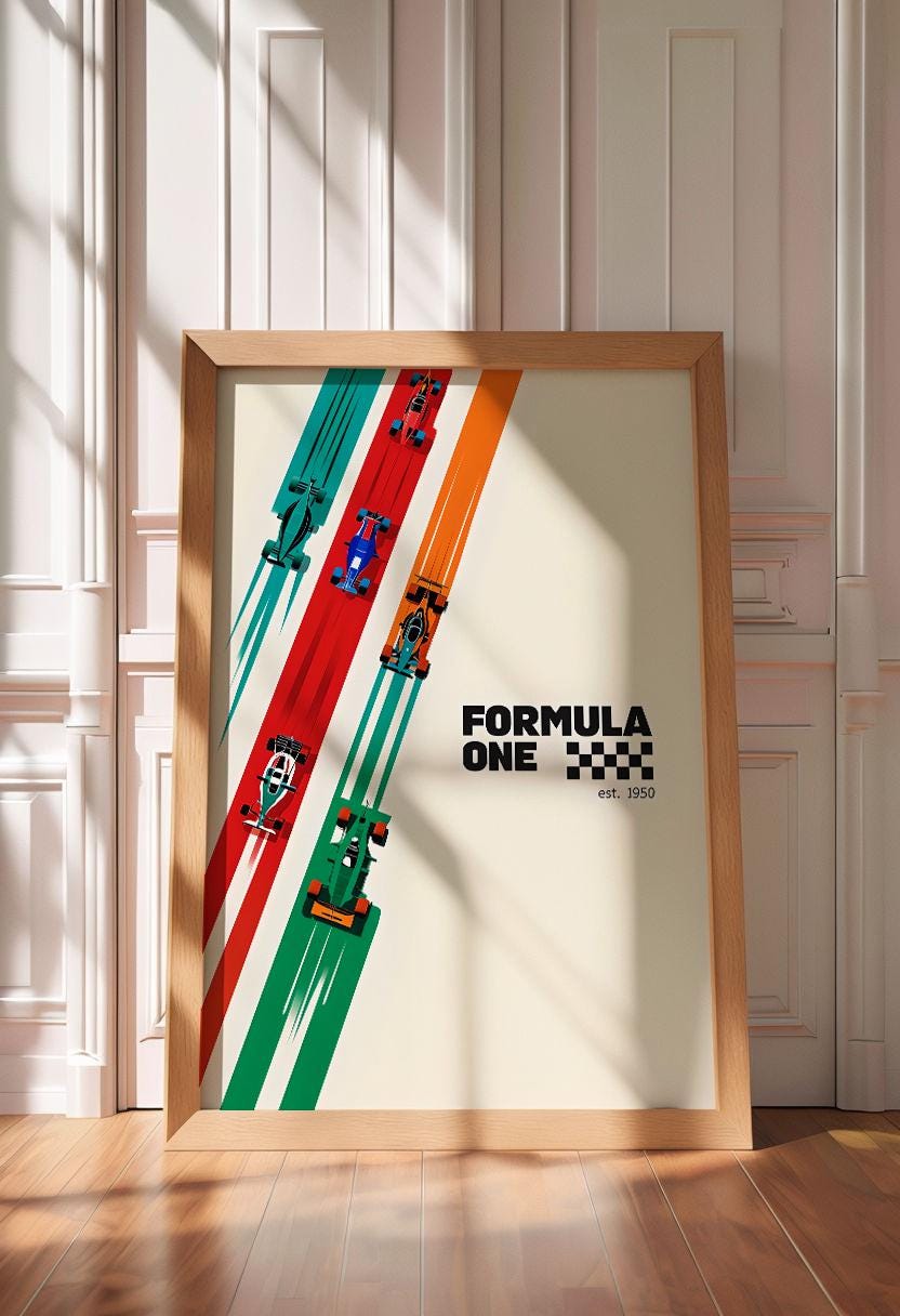 Formula One Wall Art | Retro F1 Racing Print | Vintage Motorsport ...