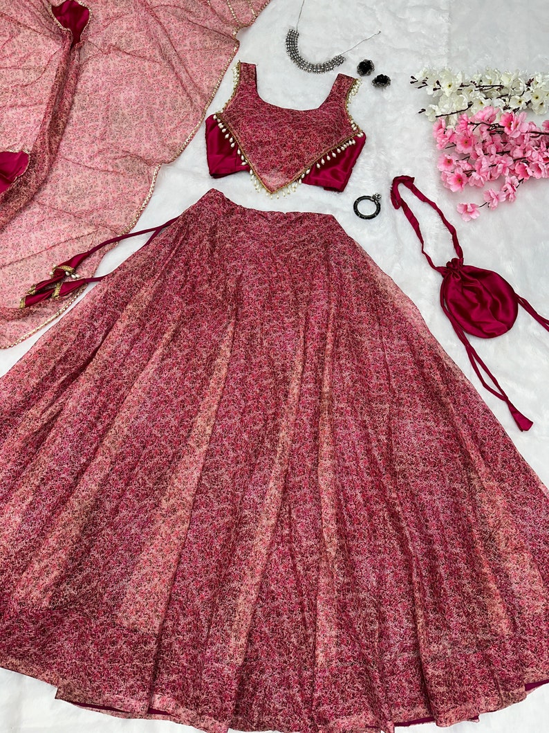 Sparkle Net Digital Printed Lehenga Choli for Woman Designer Crop Top ...