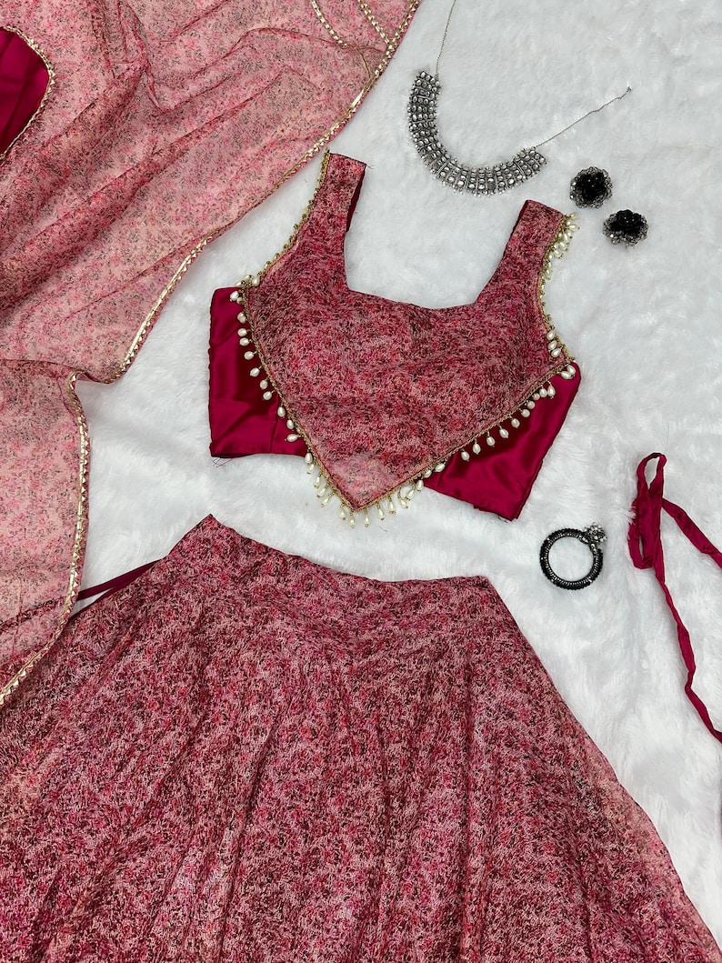 Sparkle Net Digital Printed Lehenga Choli for Woman Designer Crop Top ...