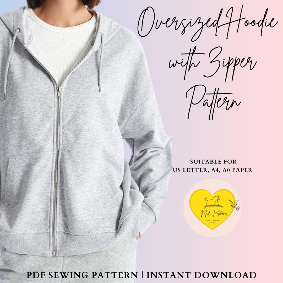 Easy Zipper Hoodie Sewing Pattern PDF Women Zip up Hoodie Sewing ...