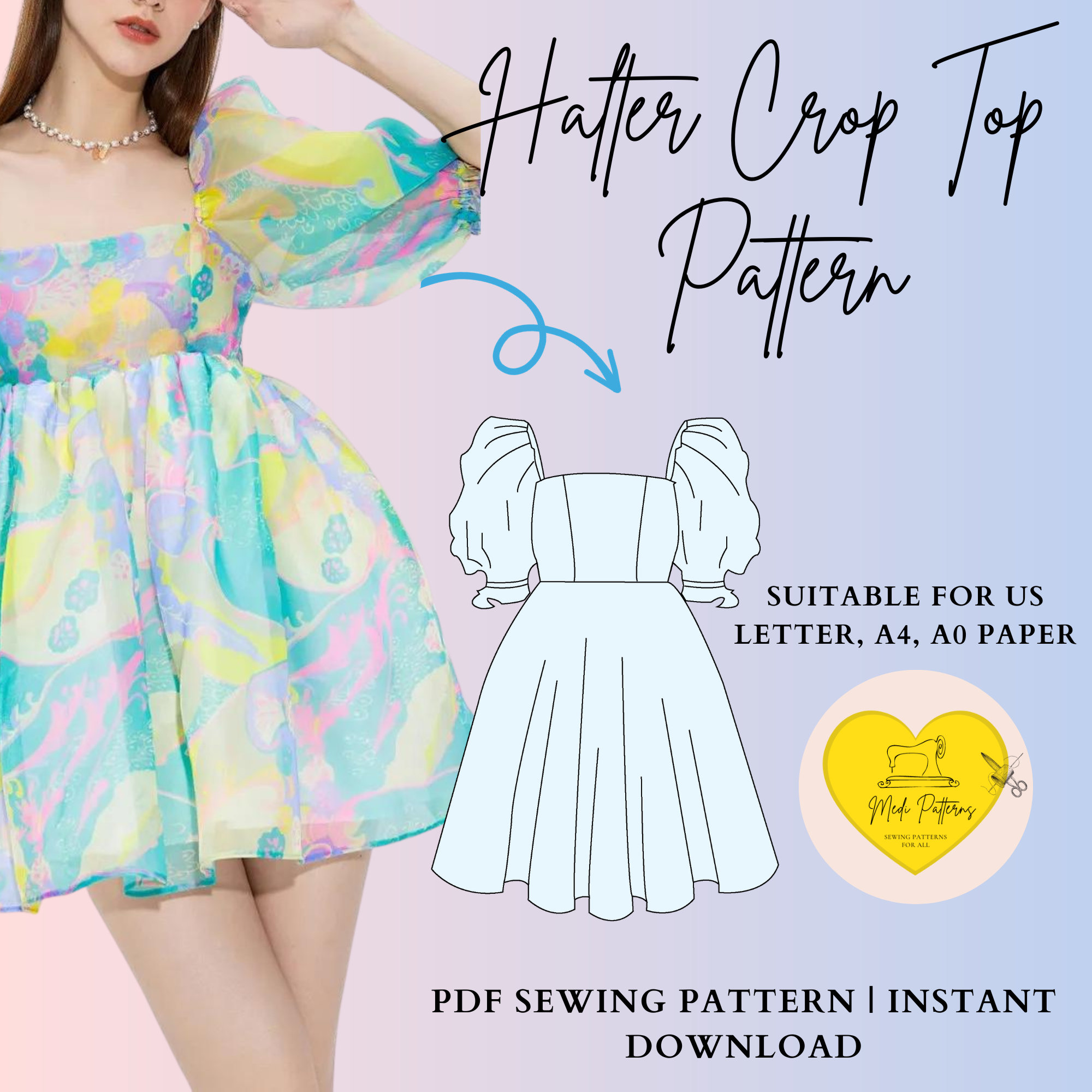 Puff Dress Pattern Selkie Puff Dress Pattern Babydoll Dress Sewing Pattern Cottagecore Dress ...