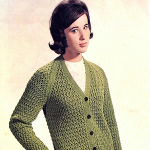 PDF Digital Pattern | 60s Lacy Raglan Cardigan | Classic Cardigan ...