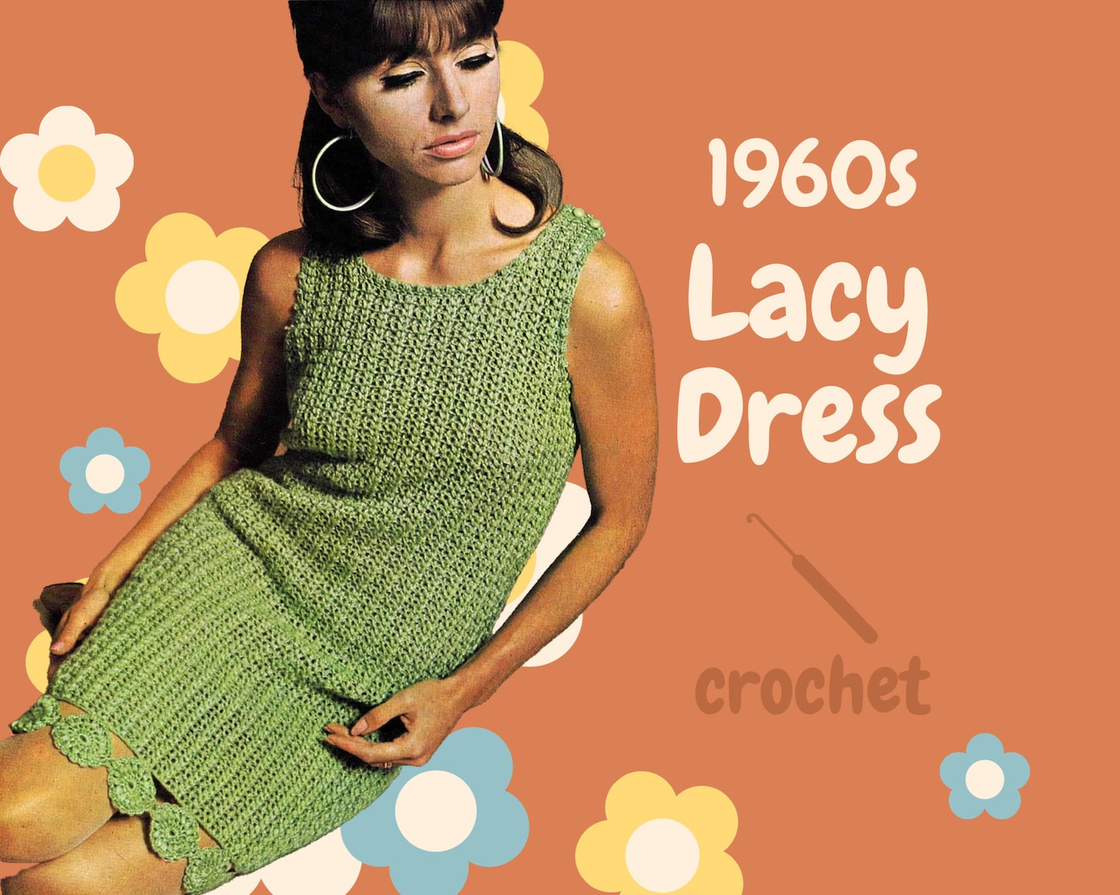 PDF Digital Pattern | 60s Lacy Dress | Crochet Dress | Vintage Dress ...