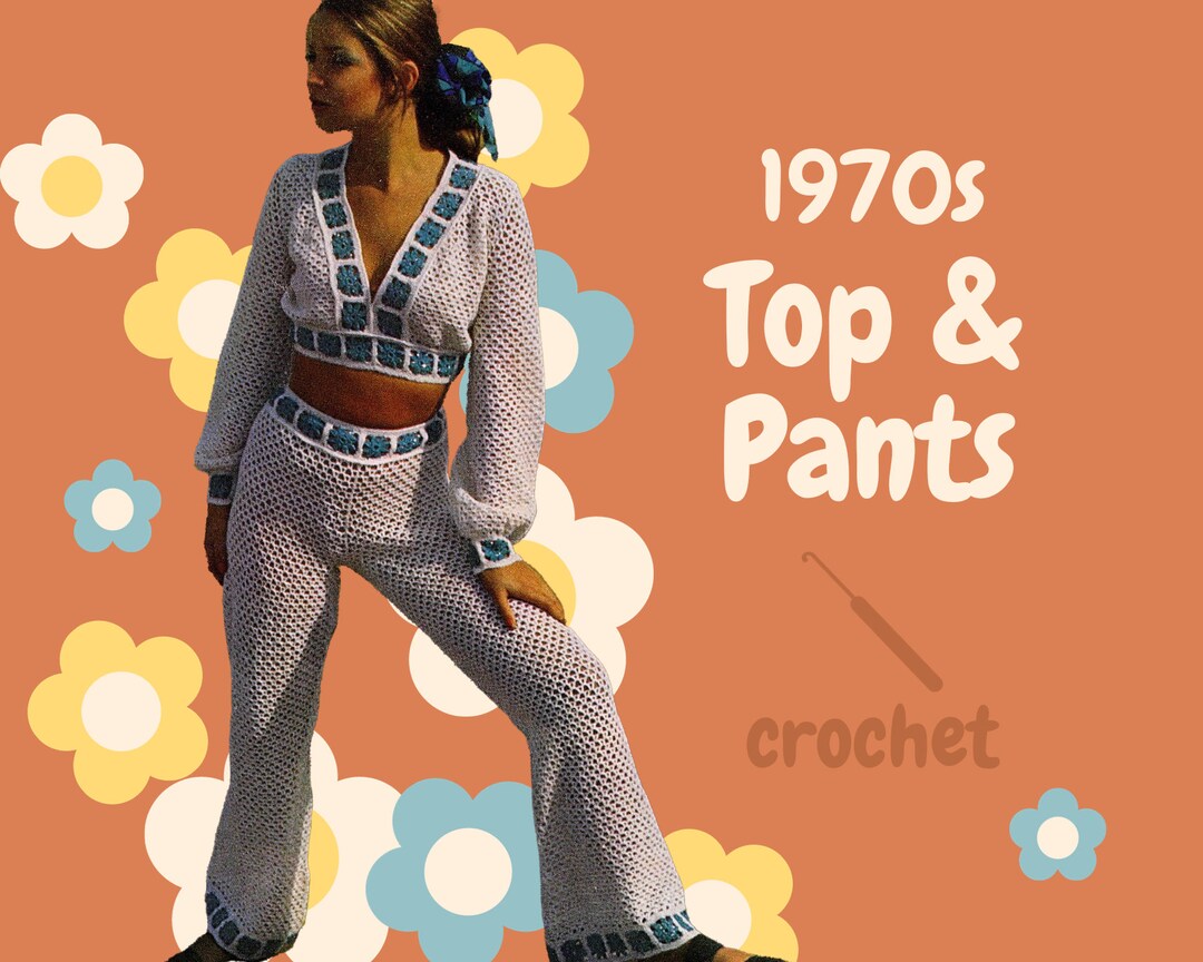 PDF Digital Pattern | 70s Crochet Top & Trousers | Crochet Outfit ...