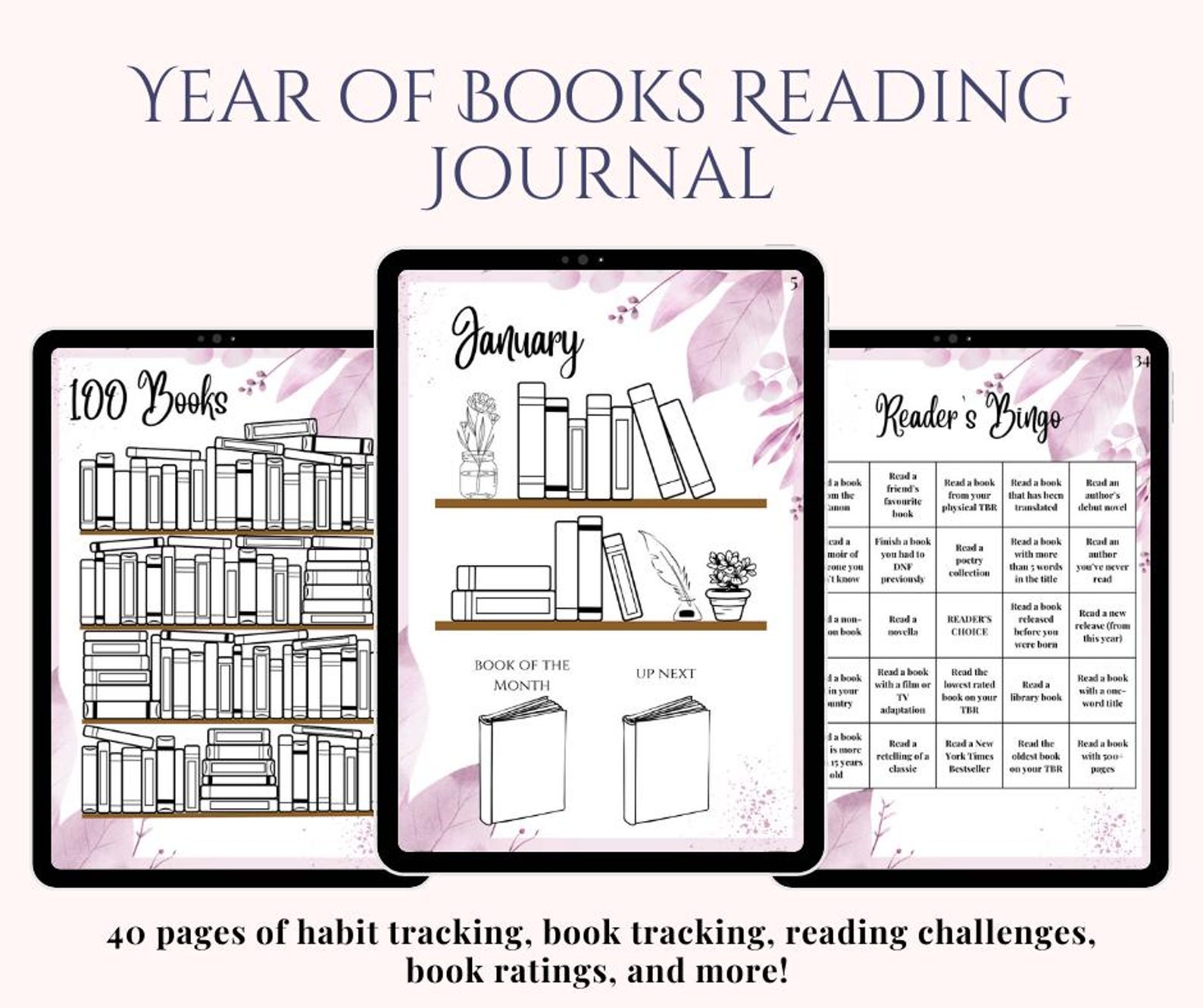 Printable Reading Journal Log | Book Tracker PDF Instant Download ...