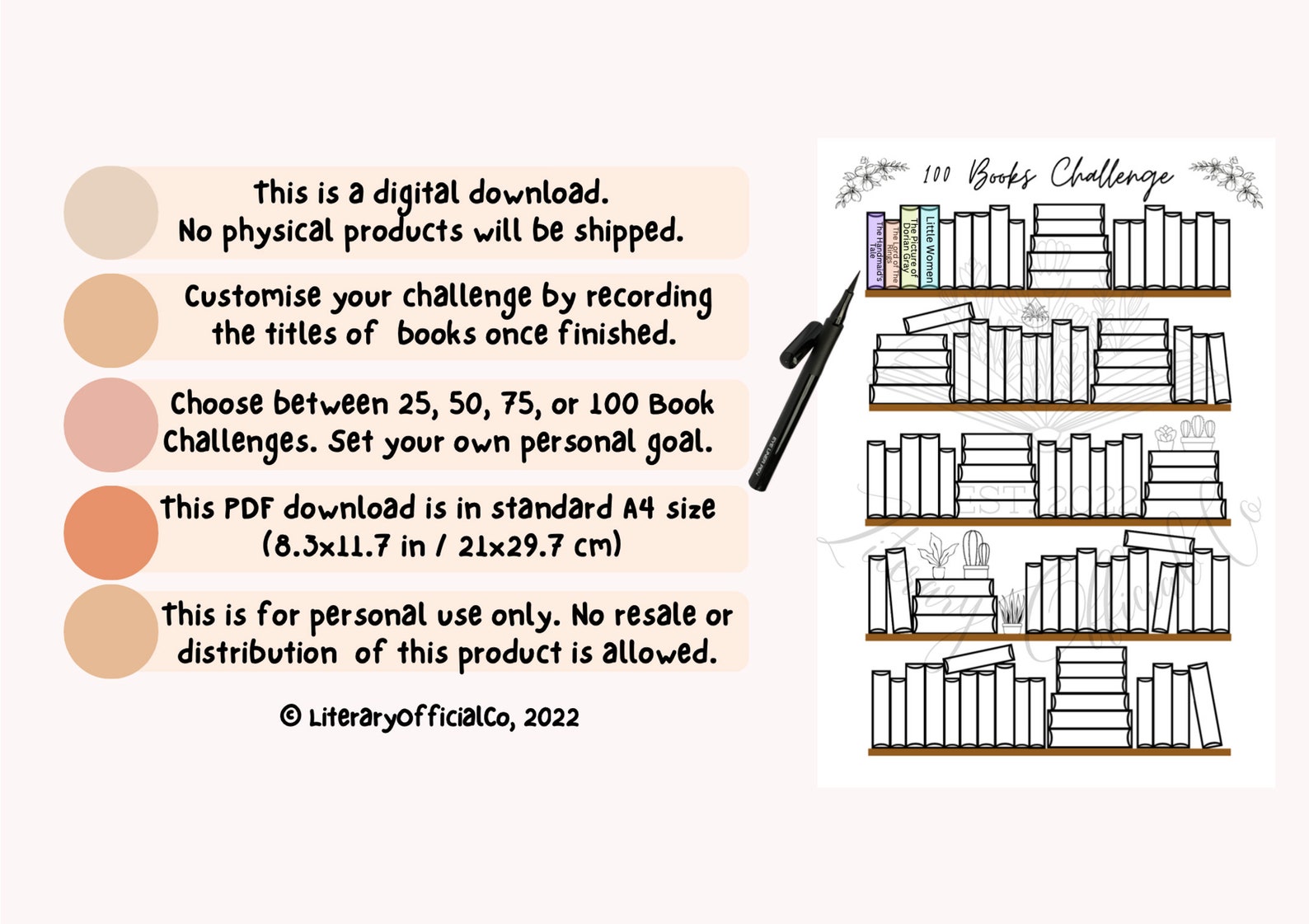 Printable Book Challenge | PDF Digital Download | Reading Log Journal ...