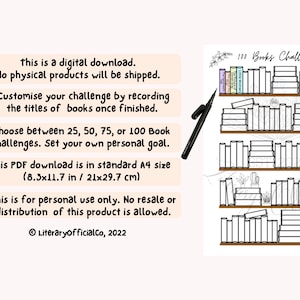 Printable Book Challenge | PDF Digital Download | Reading Log Journal ...