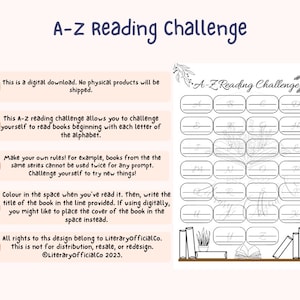 Printable A to Z Reading Challenge | Alphabet Reading Journal ...