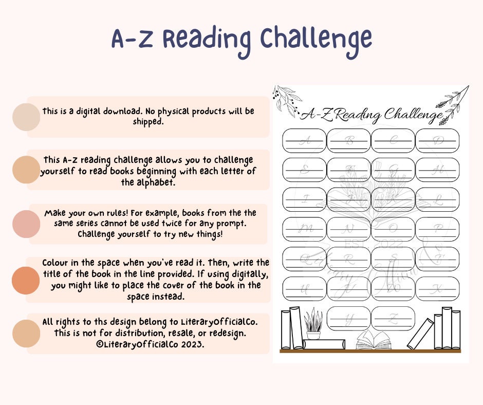Printable A to Z Reading Challenge | Alphabet Reading Journal ...