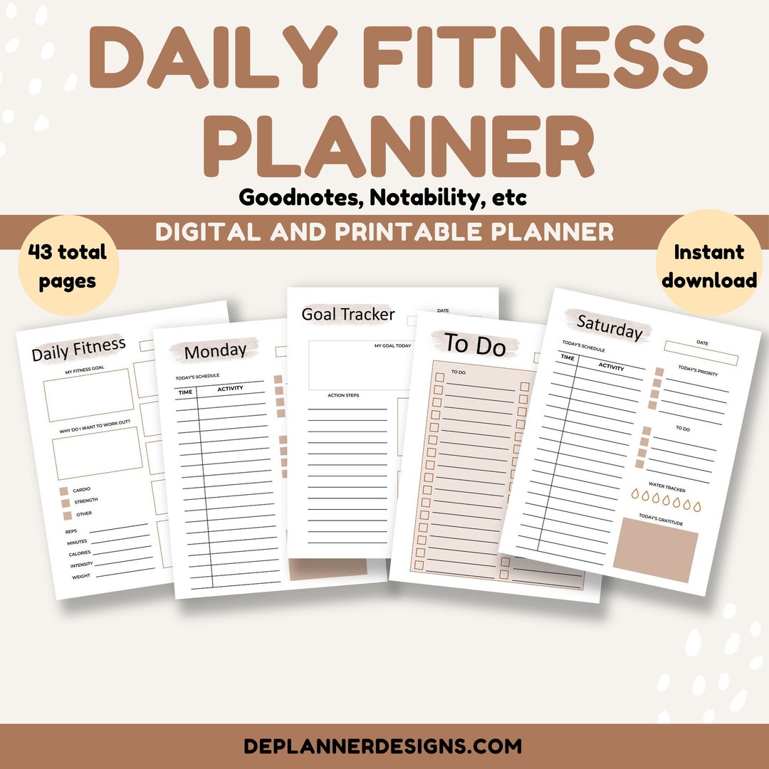 Daily Fitness Planner | Daily Planner| Digital Planner| Printable ...