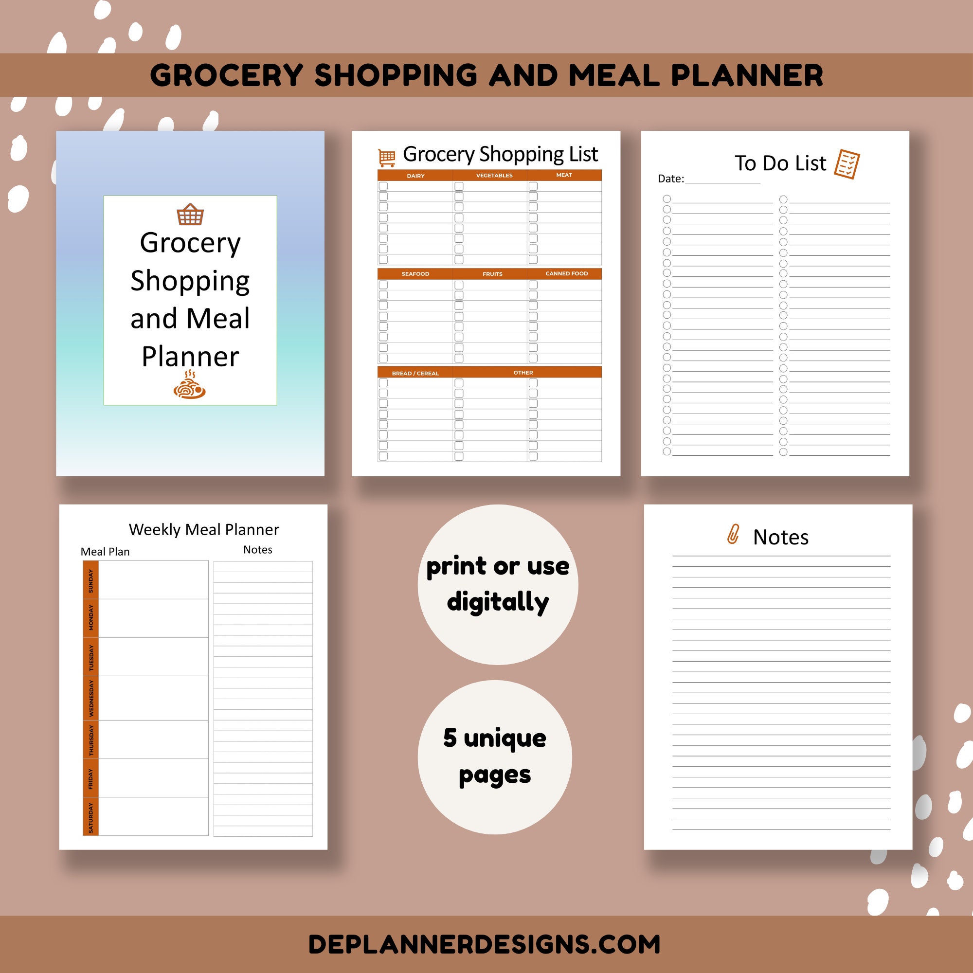 Grocery Shopping and Meal Planner Grocery Planner Meal - Etsy