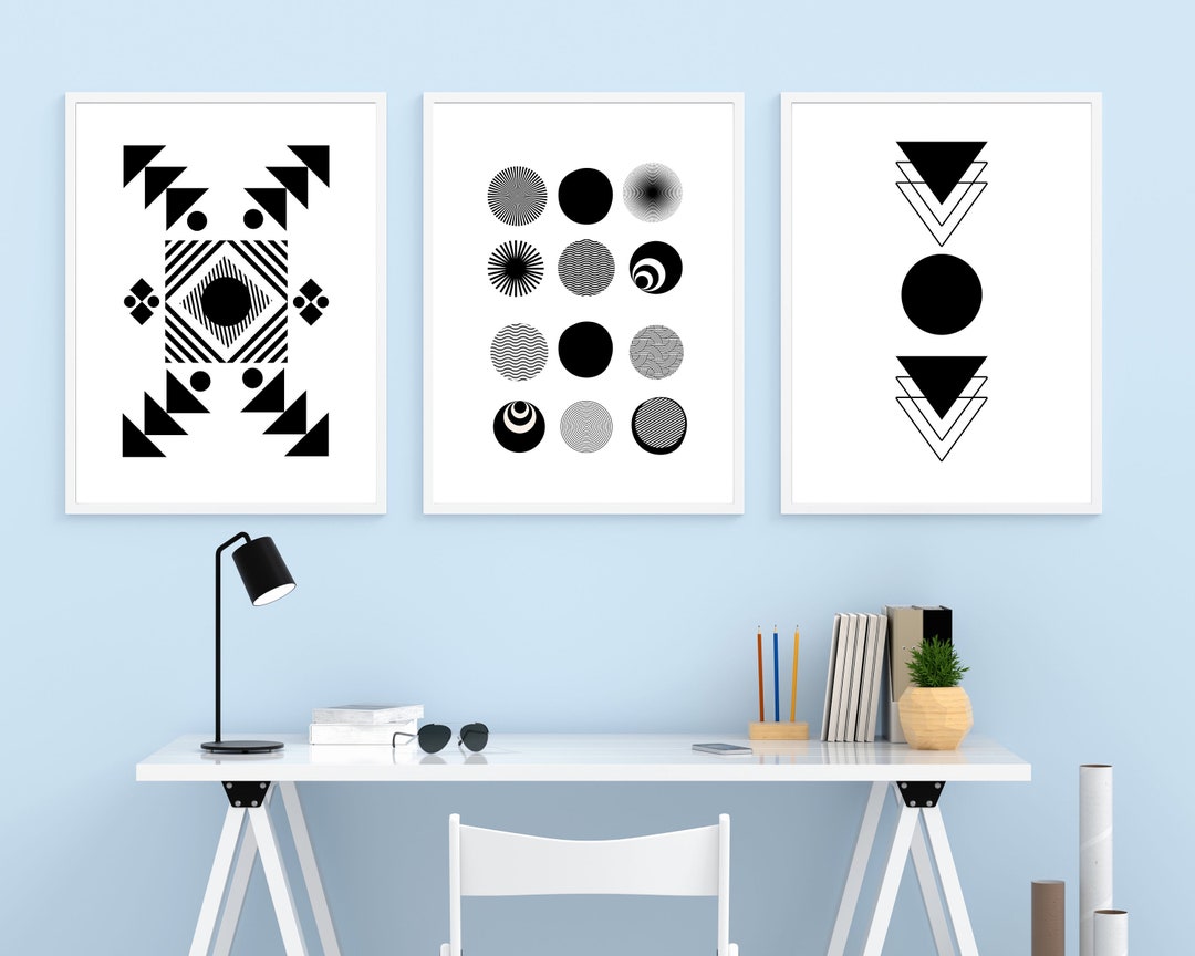Geometric, Circle, Triangle, Square, Design, Black, White, Home, Living ...