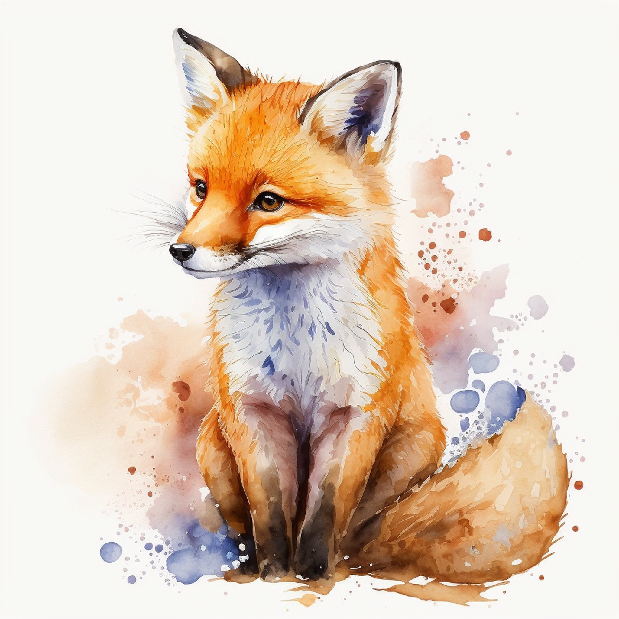 Cute Watercolour Fox - Digital - Etsy