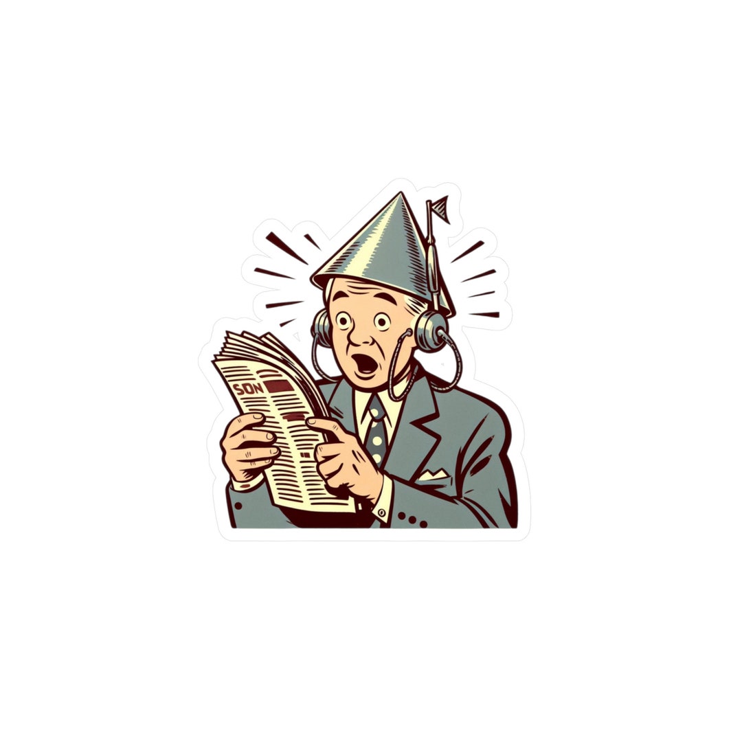 1950s Cartoon Tinfoil Hat Kiss-cut Vinyl Sticker - Etsy