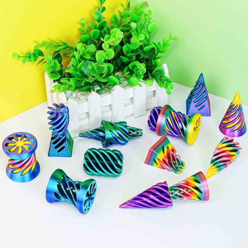 3PCS Impossible Pyramid Fidget Toys – 3D Printed Stress Relief Desk Toy ...