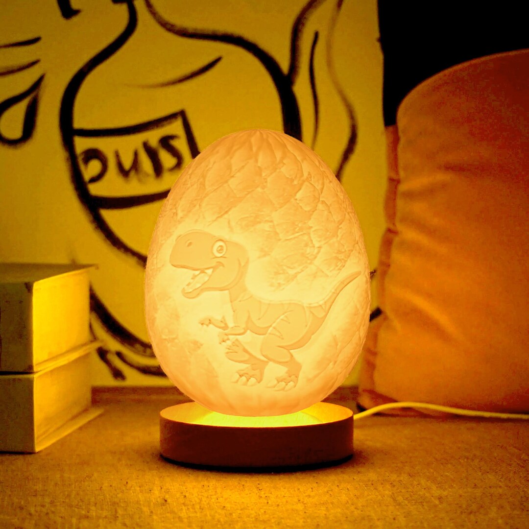 Personalized Gifts Dinosaur Egg Lamp Night Light Kids Bedside Dino Room ...