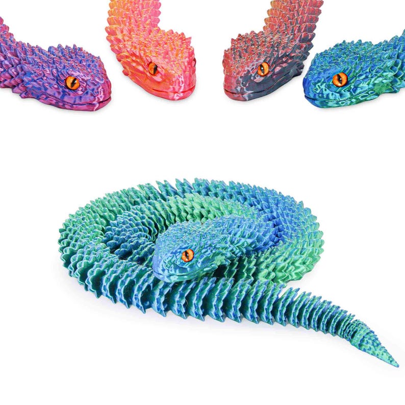 3D Printed Articulated Viper Snake – Fidget Toy Desk Decor - Etsy
