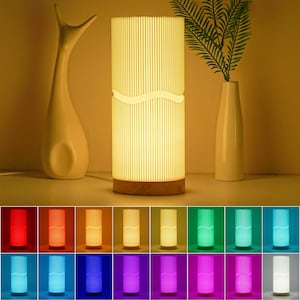 Art Deco 3D Printed Bedside Table Lamp - Bedroom & Nursery Night Light ...