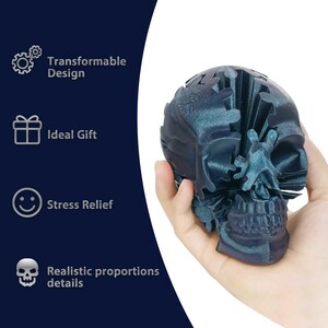3D Printed Skull Fidget Toy Gear Sphere – Stress Relief Toys, Skeleton ...