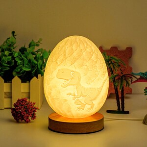 Personalized Gifts Dinosaur Egg Lamp Night Light Kids Bedside Dino Room ...