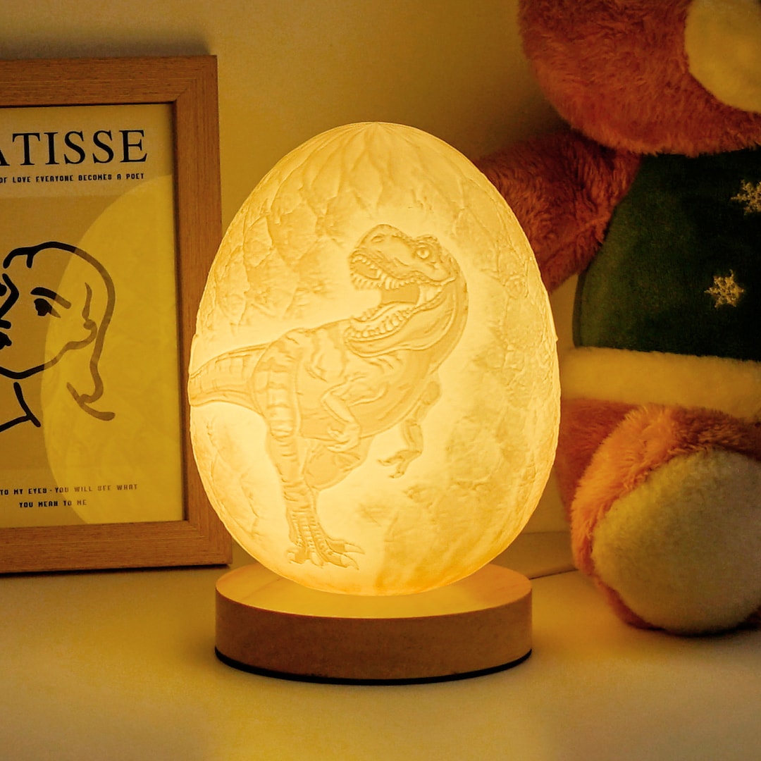 Personalized Gifts Dinosaur Egg Lamp Night Light Kids Bedside Dino Room ...