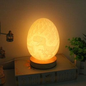 Personalized Gifts Dinosaur Egg Lamp Night Light Kids Bedside Dino Room ...