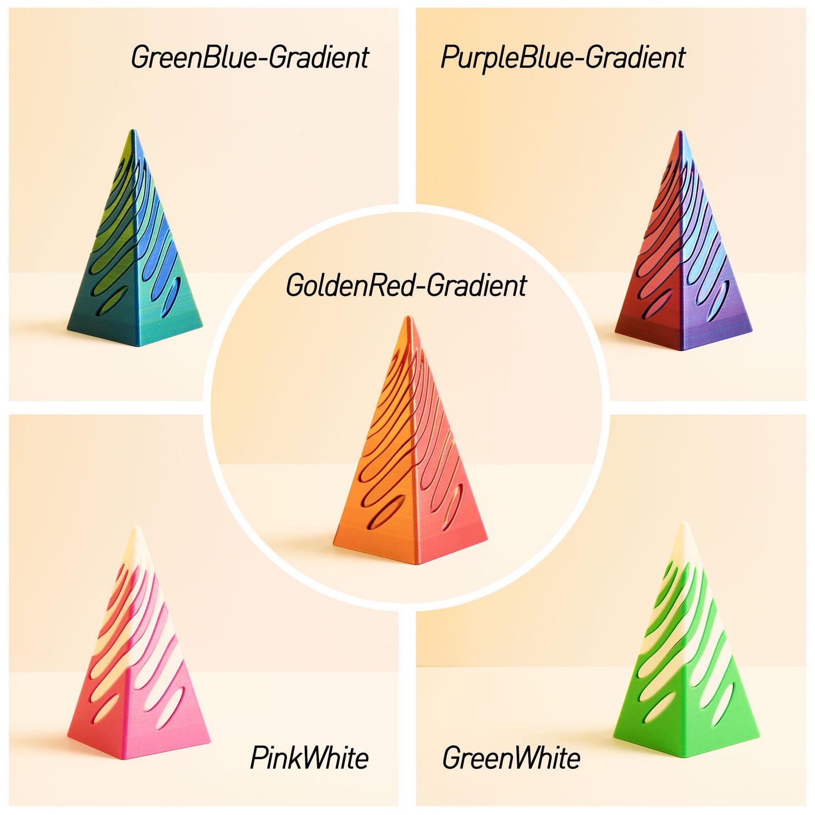 Set of 2 – 3D Printed Impossible Pyramid Toy, Passthrough Cone Illusion ...