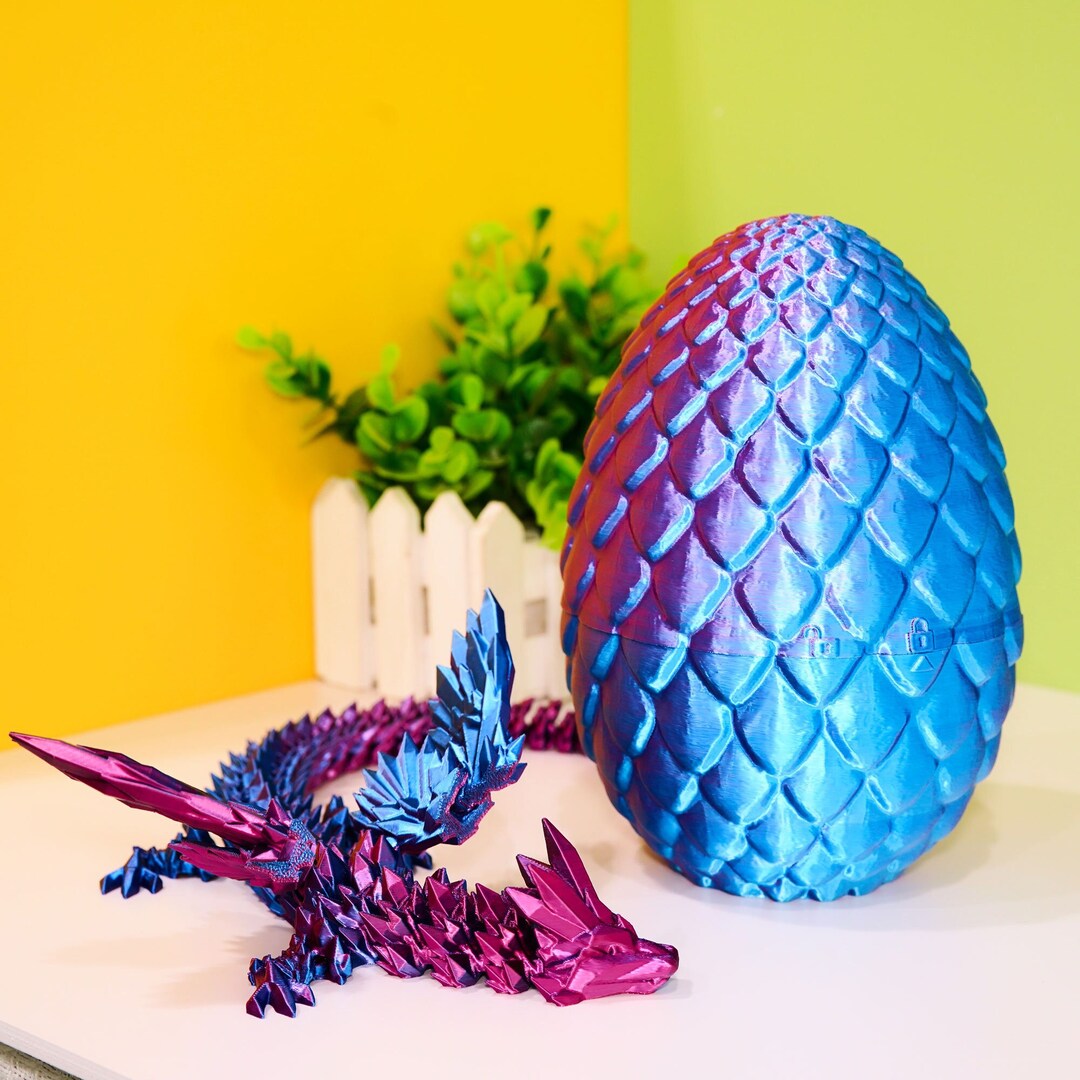 Bigger Crystal 15 3D Printed Dragon Egg Inside With Flying Dragon ...